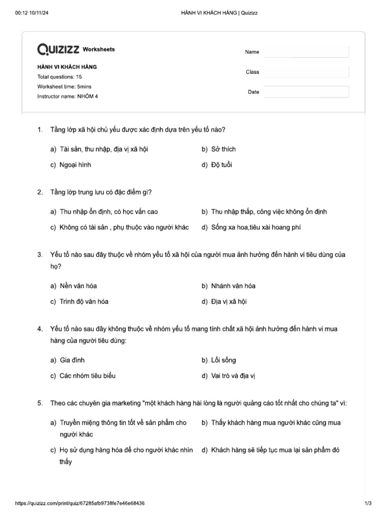 FILE CÂU HỎI HVKH | PDF