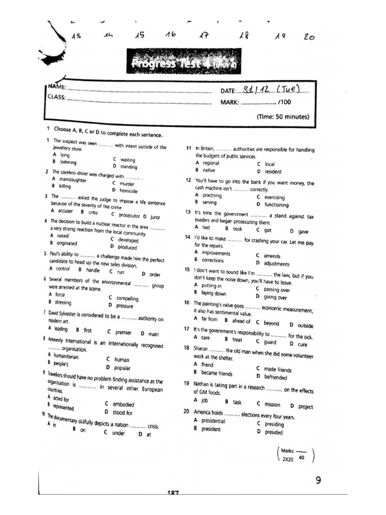 Progress Test | PDF