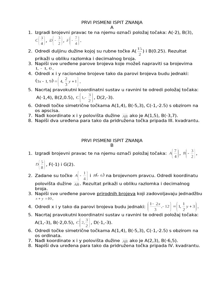 Prvi Pismeni Ispit Znanja | PDF