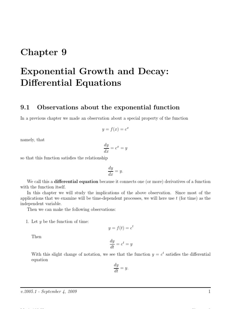 Exponential Growth and Decay Equations | PDF