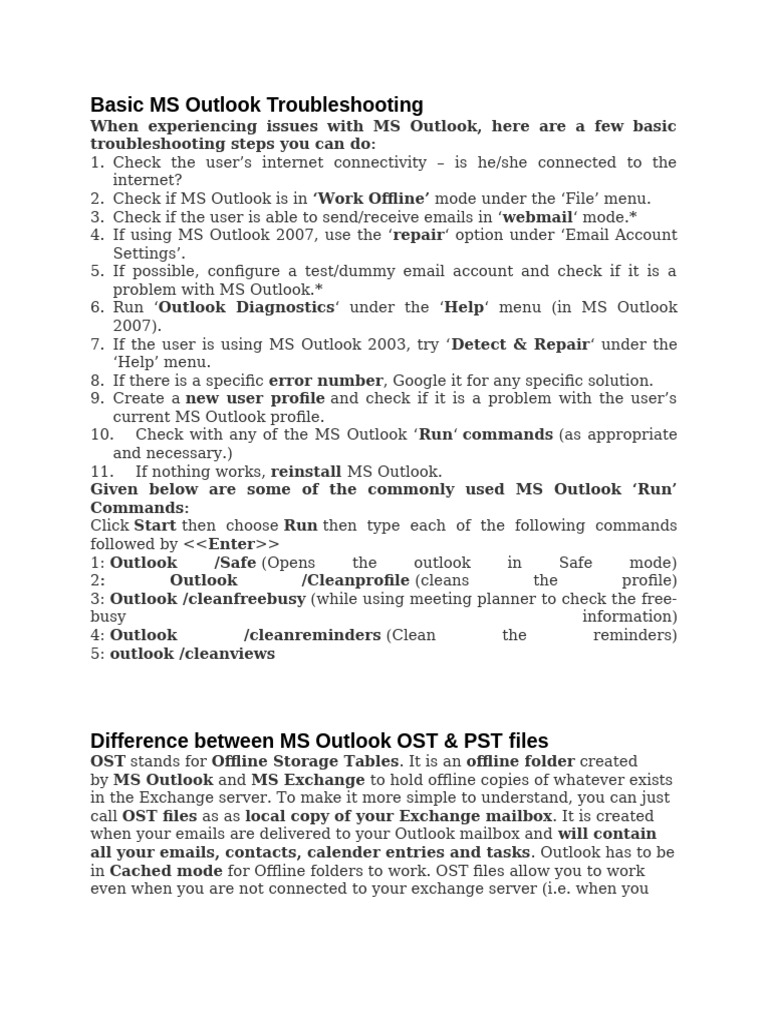 Outlook Troubleshooting[3051] | PDF | Microsoft Outlook | Software