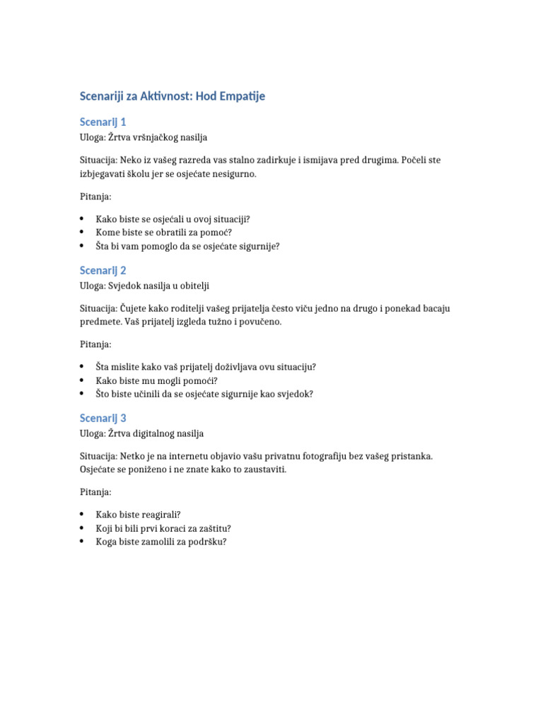 Scenariji Hod Empatije | PDF