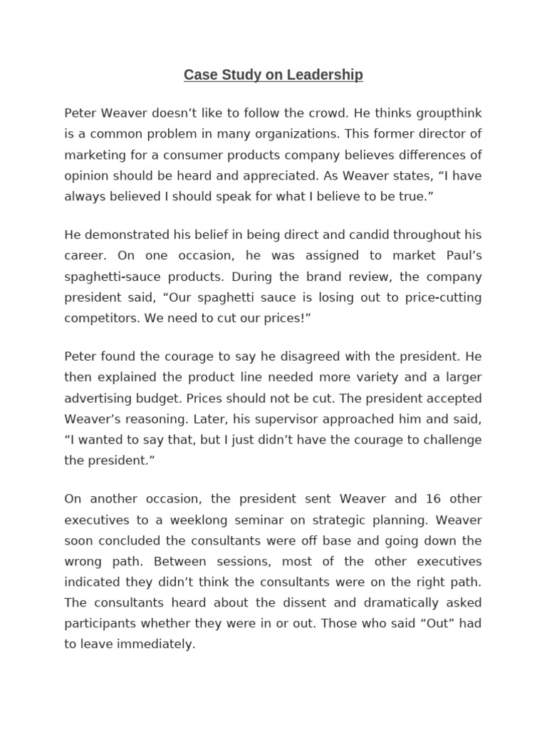 Cases Studies_Unit 2-leadership | PDF | Leadership | Courage