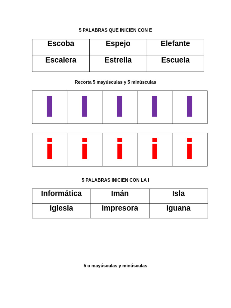 Palabras que inician con E, I y O | PDF