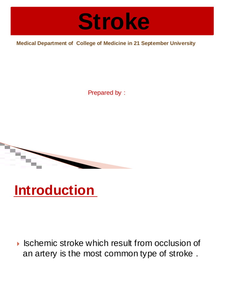 Stroke Presentation Final Dr. Tarek | PDF | Stroke | Human Diseases And ...