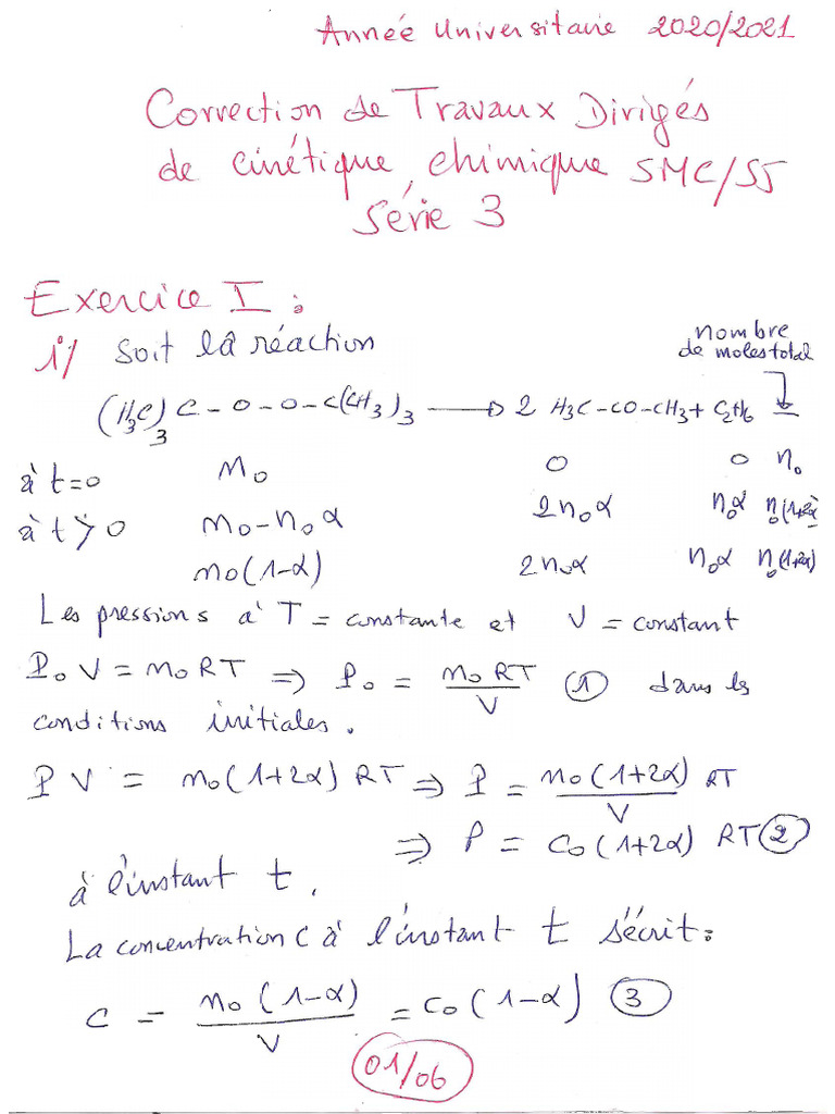 Solution-TD3 Cinétique Et Catalyse SMC5 | PDF