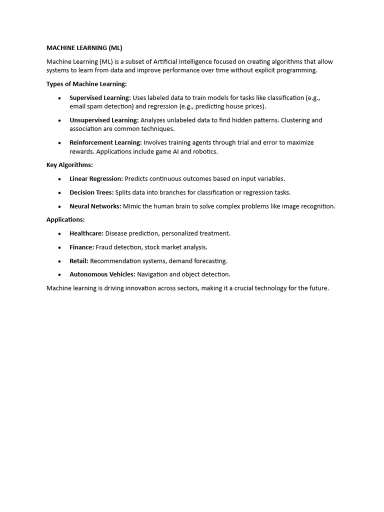 Machine Learning (ML) | PDF Machine Learning (ML) | PDF