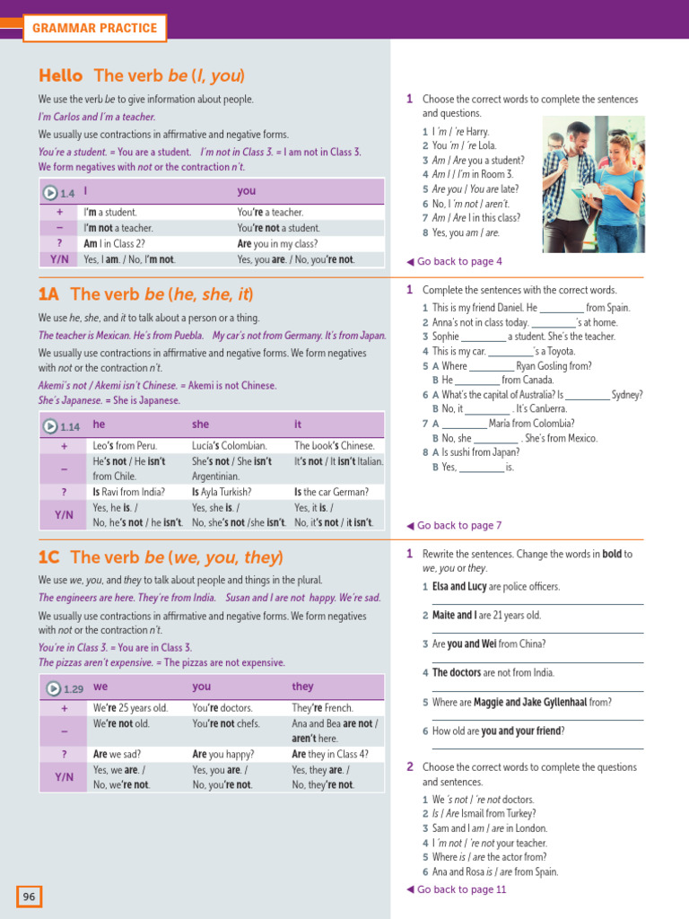 Personal Best A1 Grammar Practice | PDF | Plural | Pronoun