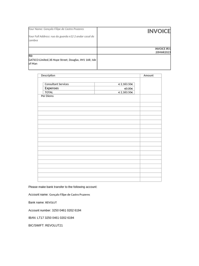 Invoice November 2022 - Sergio Santos (0243) | PDF