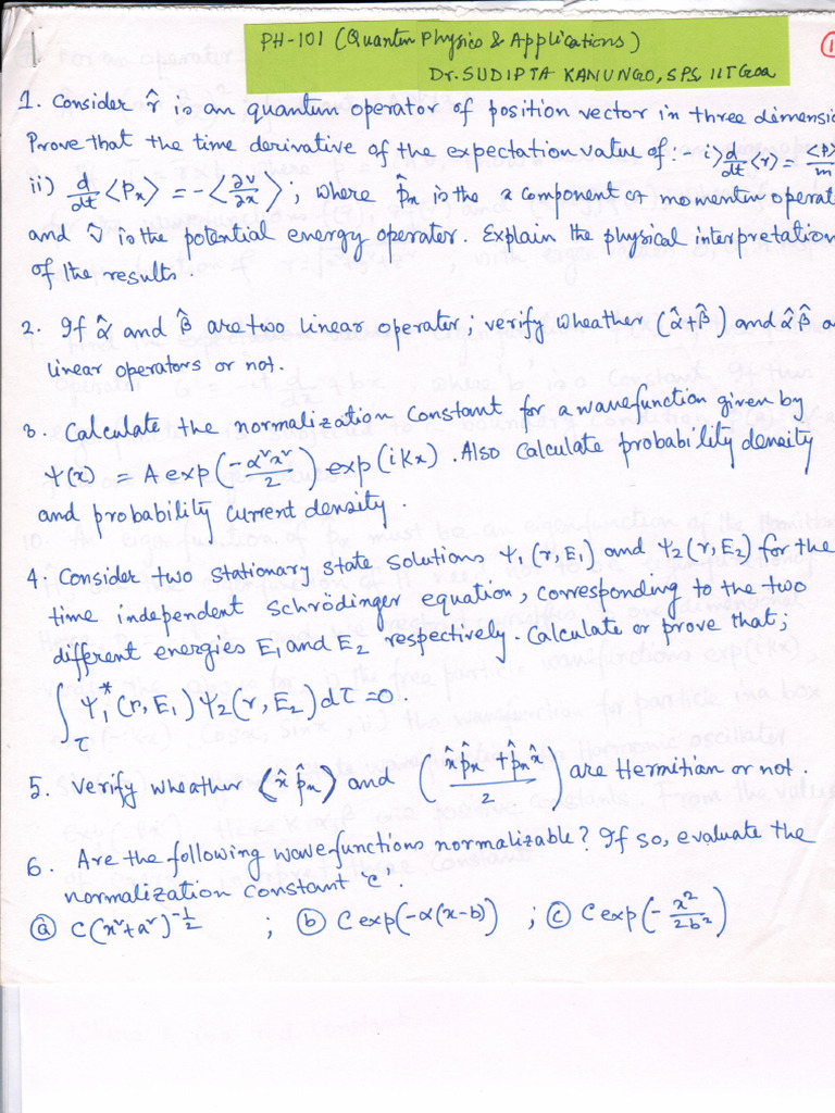 PH101 - Problem Set-1 | PDF