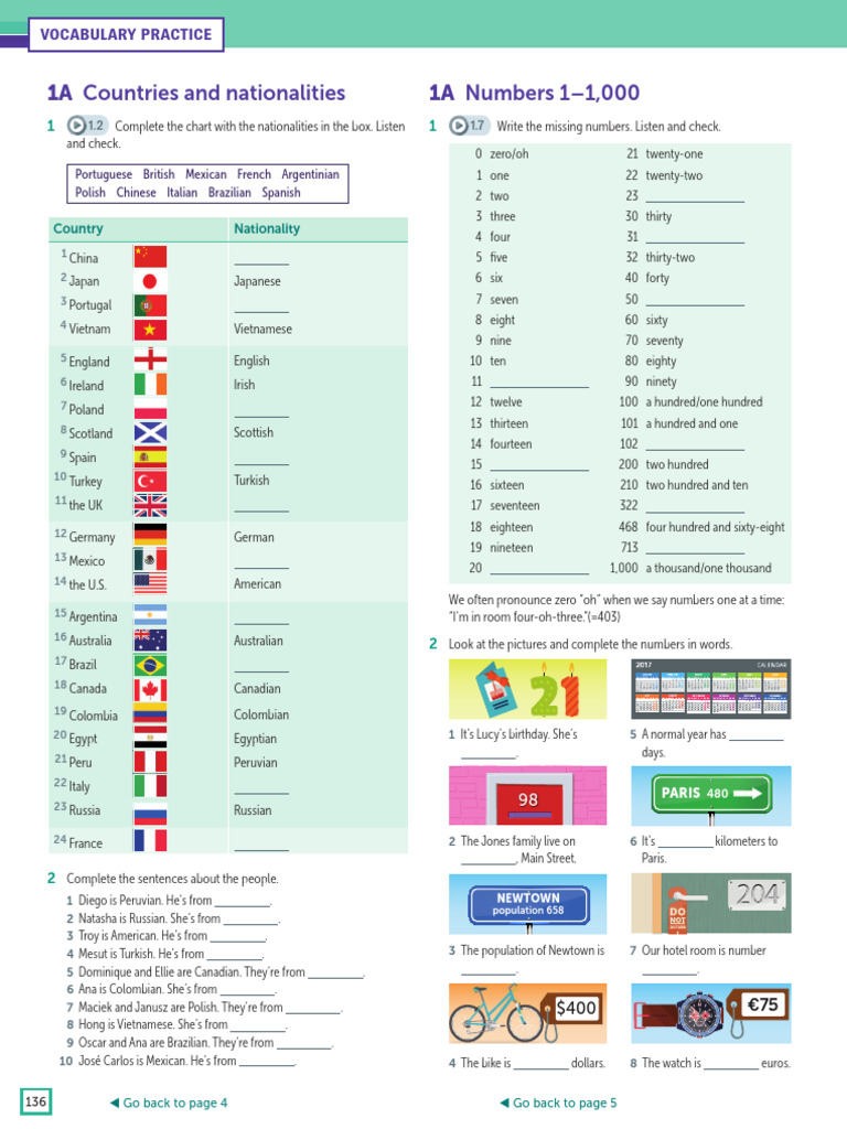 Nationalities and Vocabulary Practice | PDF