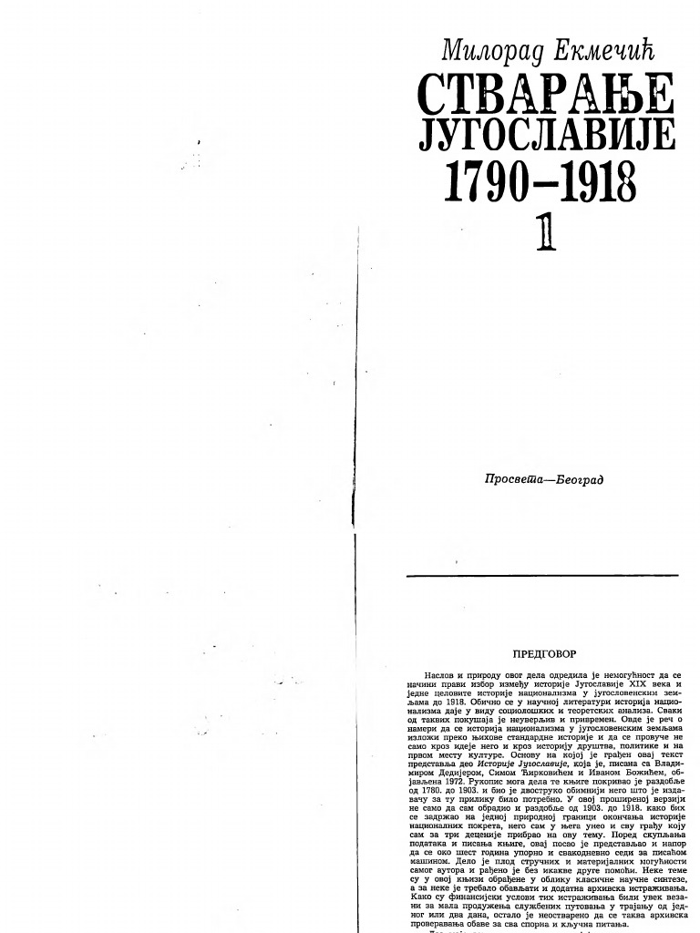 Dokumen - Pub - Stvaranje Jugoslavije 1790 1918 Knjiga 1 | PDF