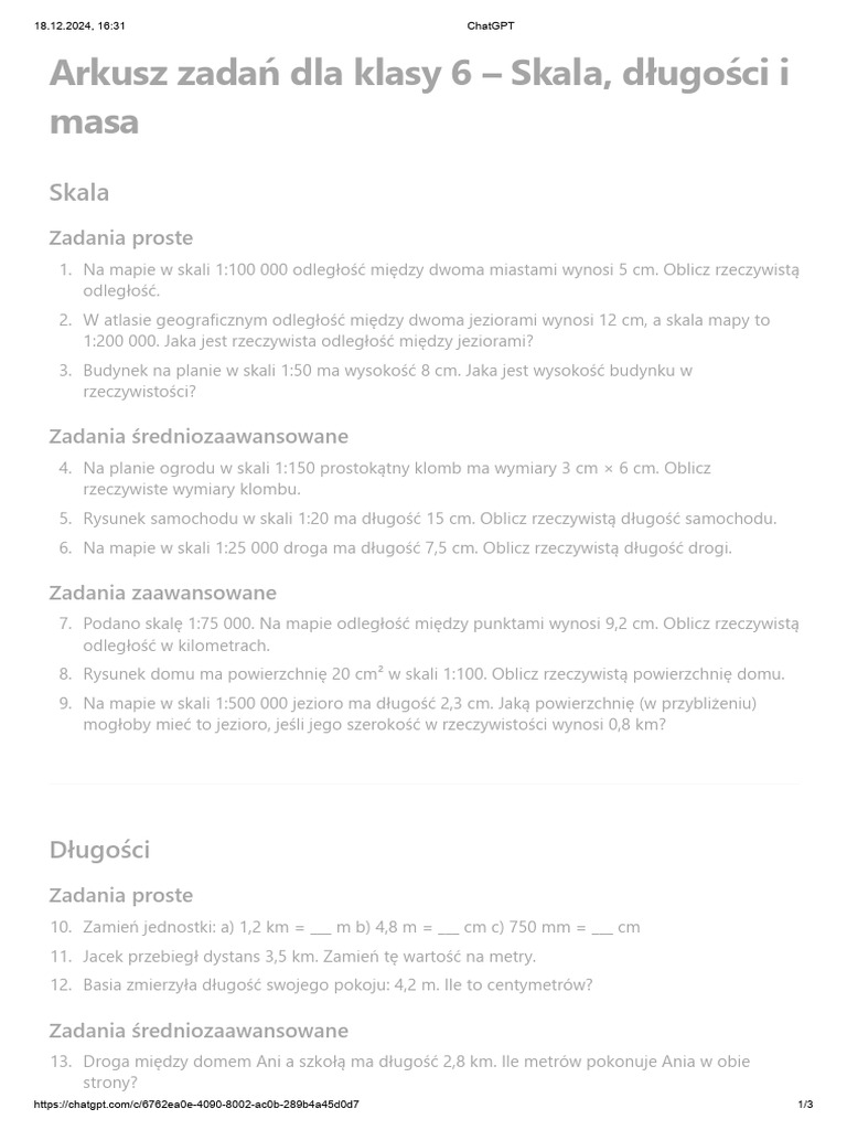 Skala Masa Dlugosc KL 6 | PDF