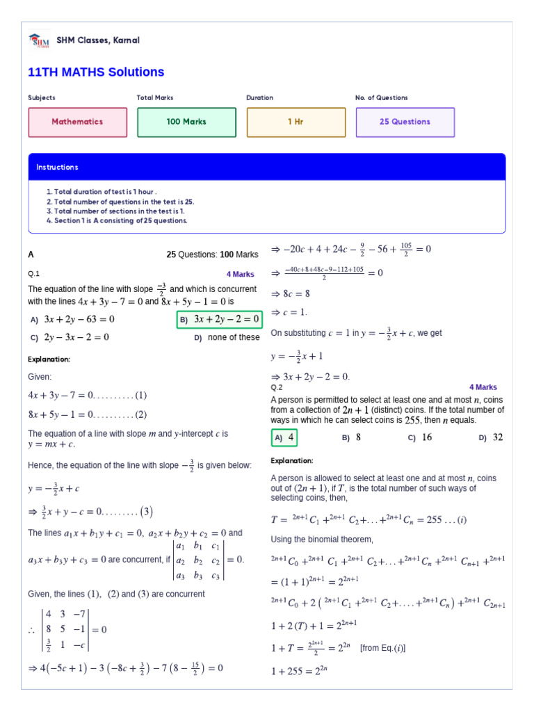 11th Math 5-1-25 Sol | PDF | Mathematics | Euclidean Geometry