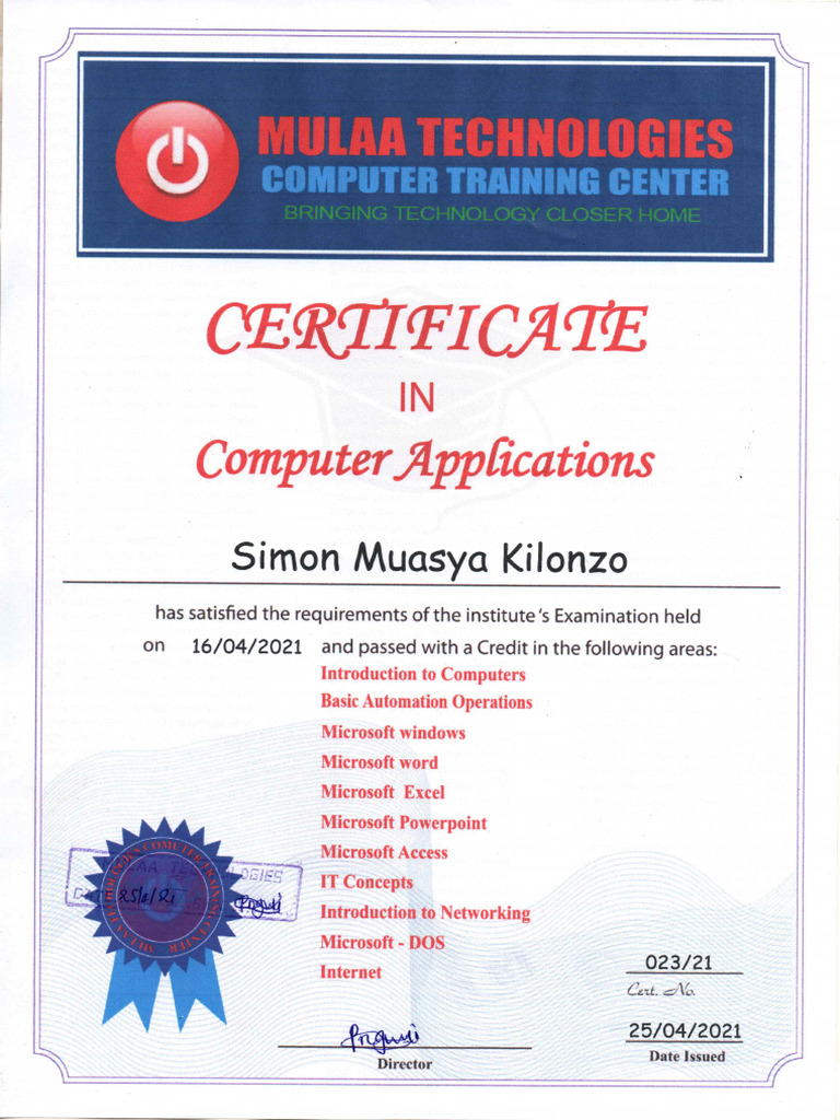 Certificate Simo | PDF