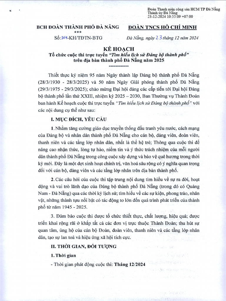 KH cuộc thi tìm hiểu Đảng bộ TP | PDF