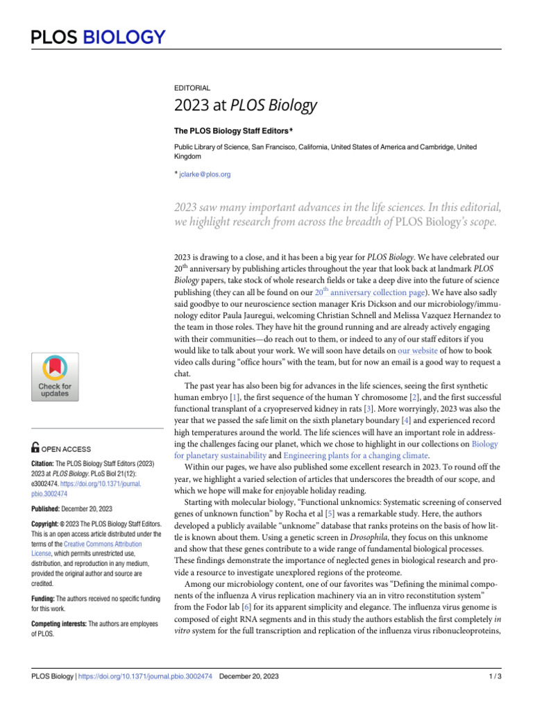 PLOS Biology | PDF | Virus | Life Sciences