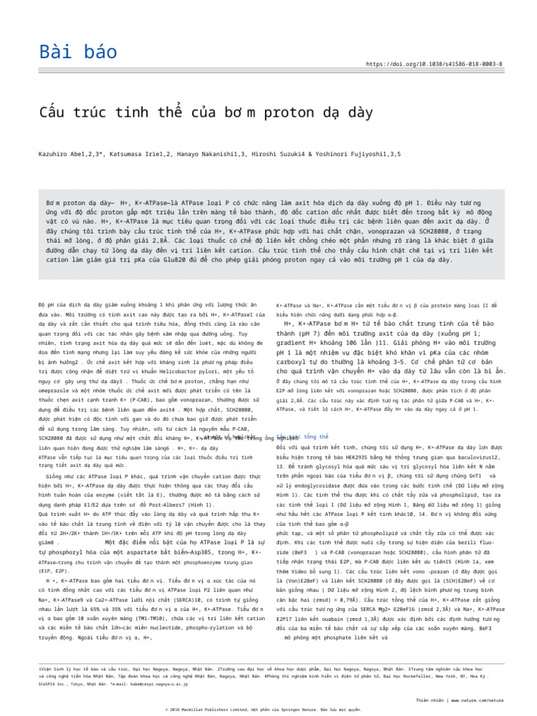 (1) Crystal Structures of the Gastric Proton Pump 2 | PDF