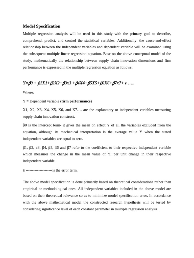 Model Specification | PDF
