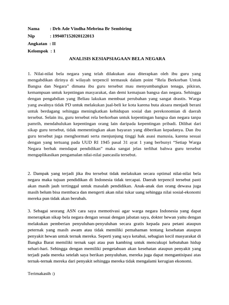 Tugas Kesiapsiagaan Bela Negara | PDF