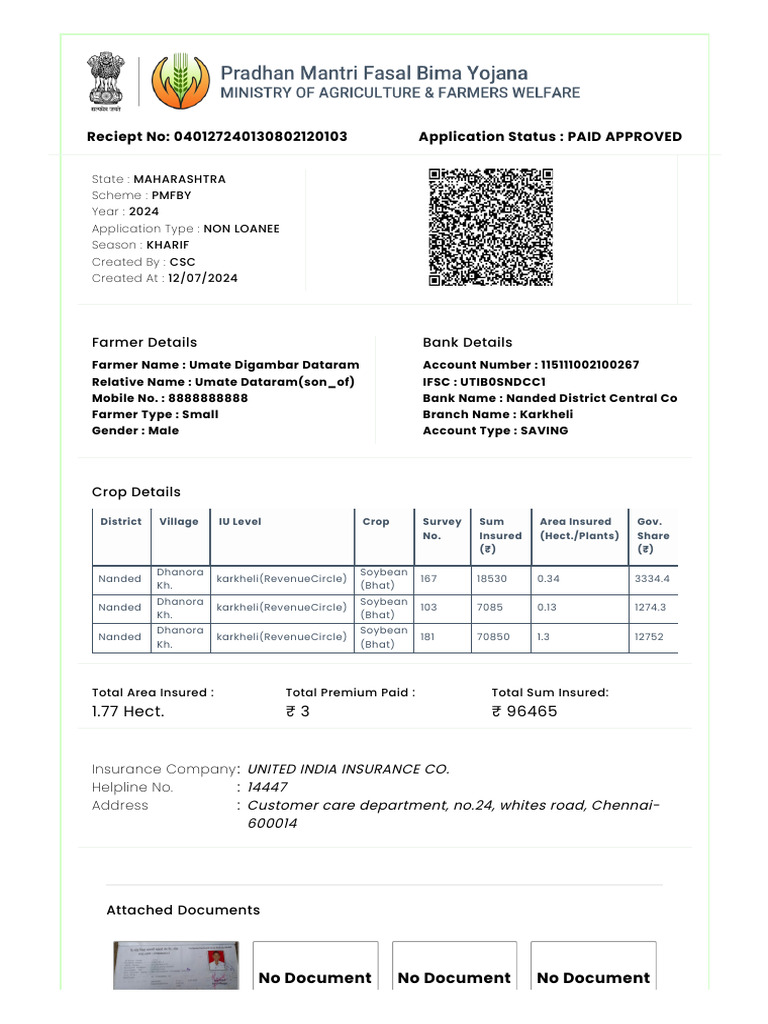 Pradhan Mantri Fasal Bima Yojana - Crop Insurance - PMFBY - Crop Insurance | PDF