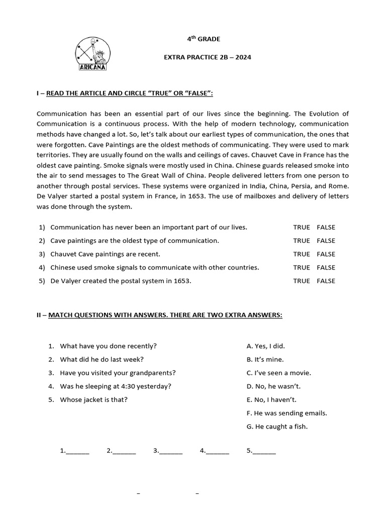 4th Grade - Extra Practice 2B - 2024 | PDF | Mail