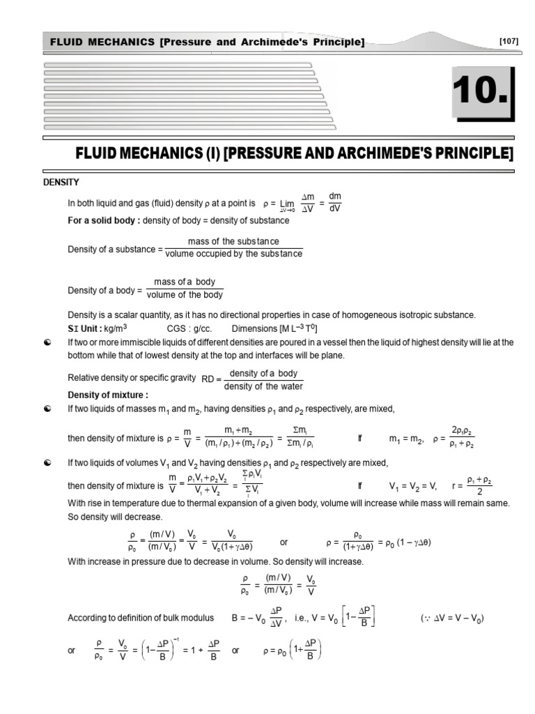 Fluid Mechanics Question | PDF | Buoyancy | Pressure