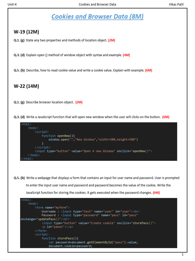 Client Side Scripting Unit-4 | PDF | Http Cookie | Java Script