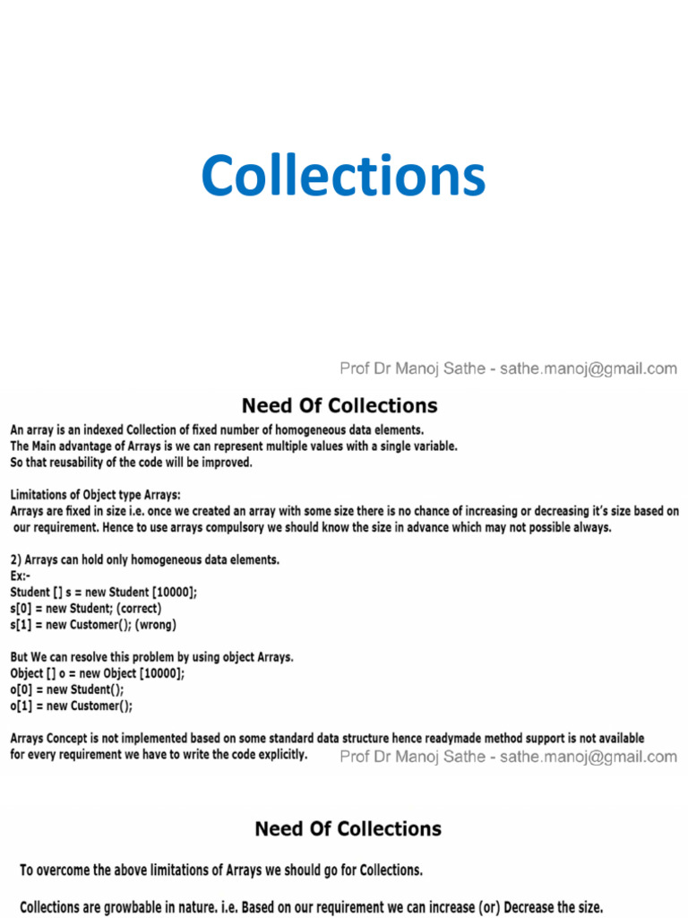 Collections - Dr Manoj Sathe | PDF | Software Engineering | Algorithms ...