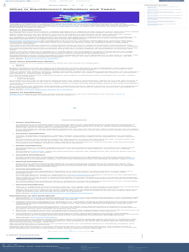 What is Equilibrium Definition and Types Analy… | PDF | Economic Equilibrium | Demand