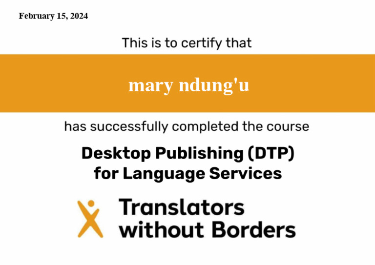 Desktop Publishing DTP For Language Services - Certificate of ...