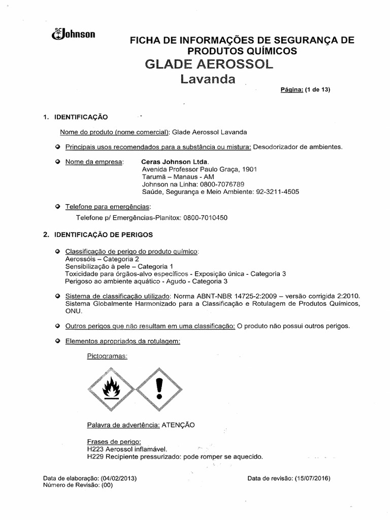 Glade Aerossol Lavanda | PDF