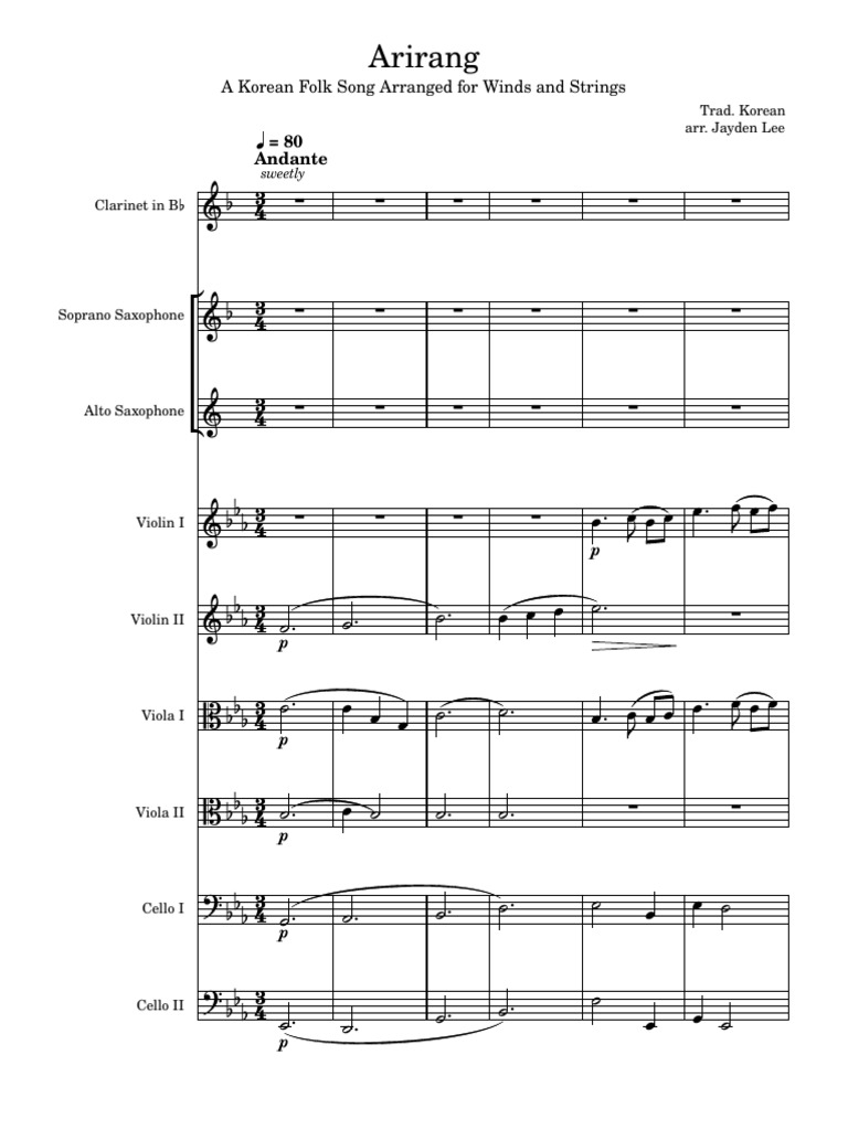 arirang-score | PDF | Viola | Woodwind Instruments