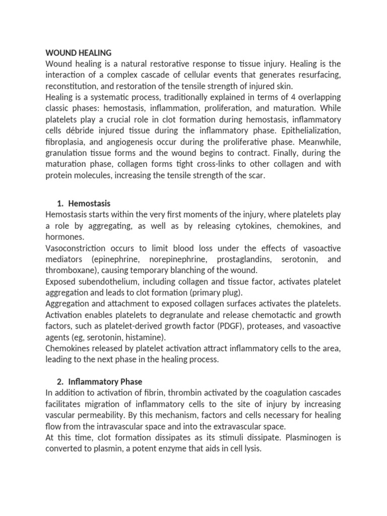 Wound Healing Note | PDF | Wound Healing | Scar