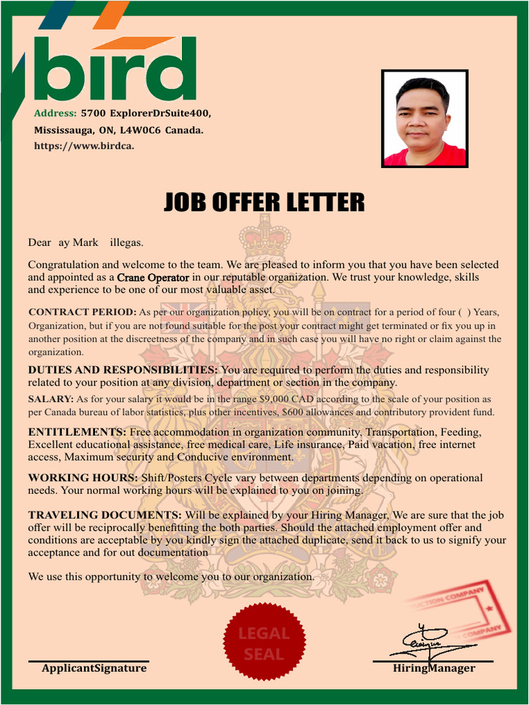 Bird Construction Offer Letter | PDF