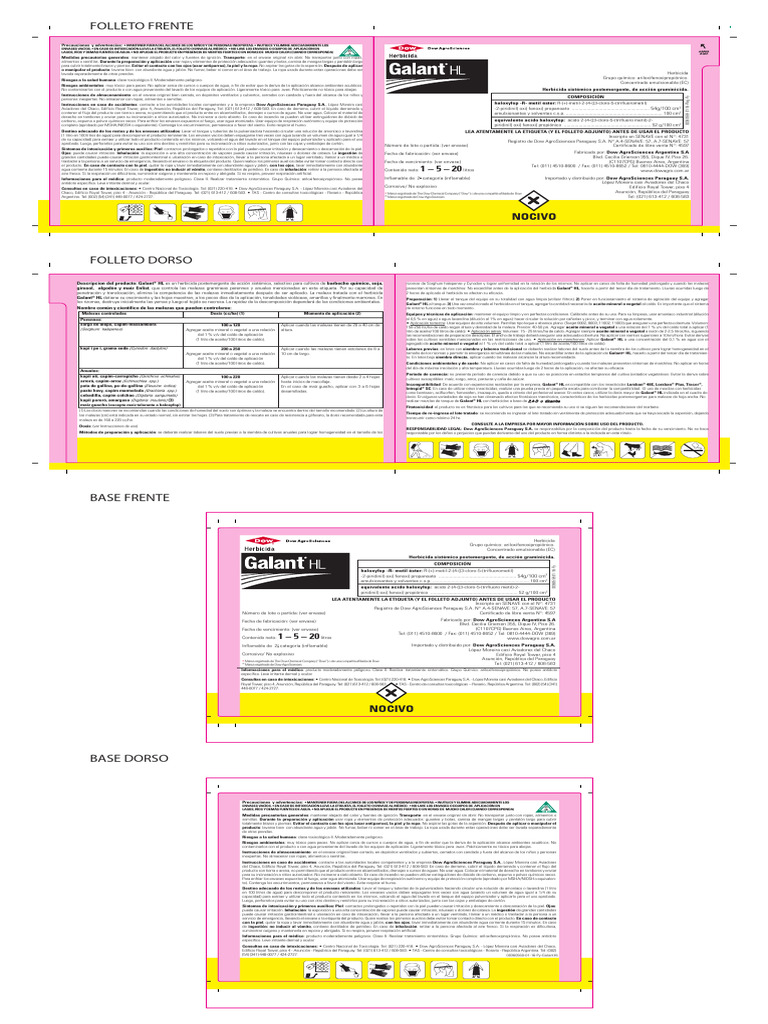 DF Label GalantHL | PDF | Agua | Toxicidad