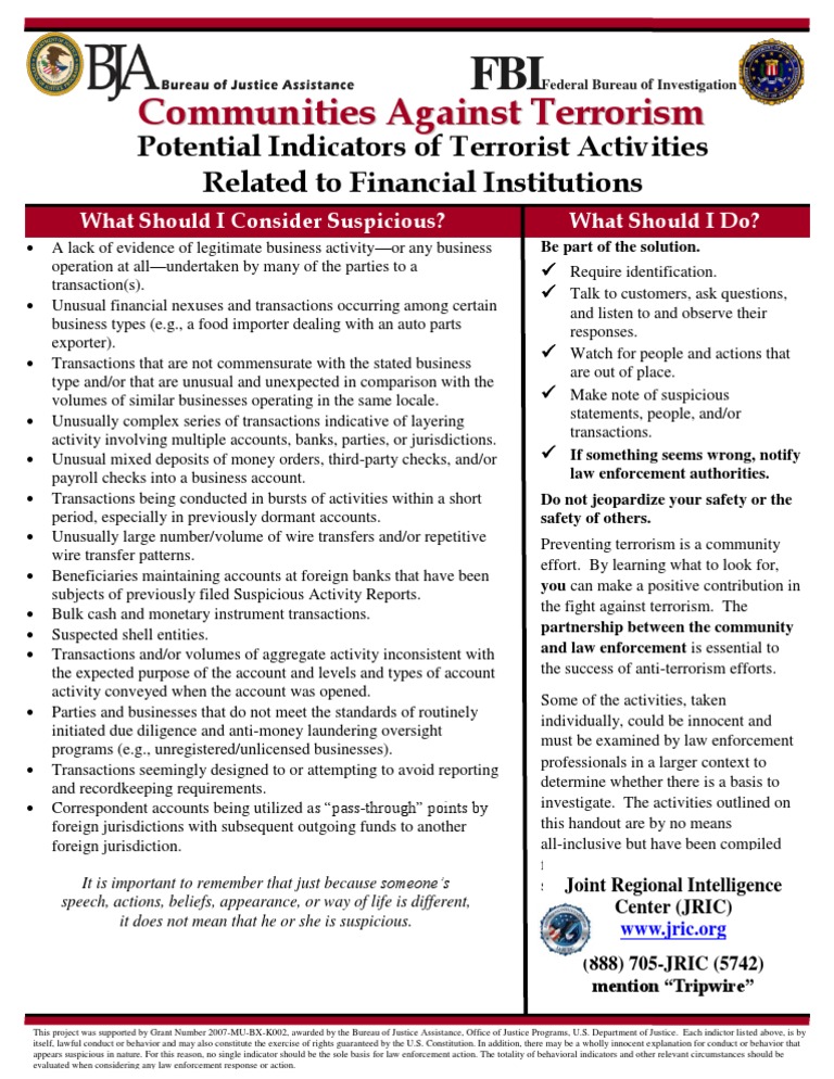 Recognizing Suspicious Activities | PDF
