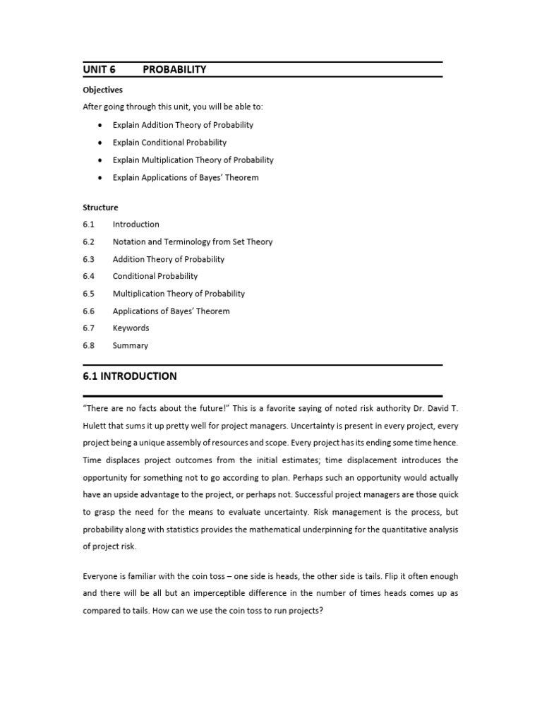 401-UNIT 6 | PDF | Probability | Set (Mathematics)