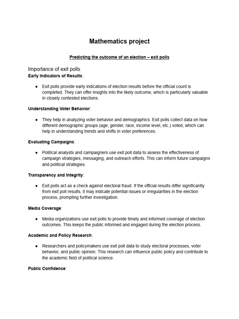 Mathematics Project Draft | PDF | Opinion Poll | Sampling (Statistics)