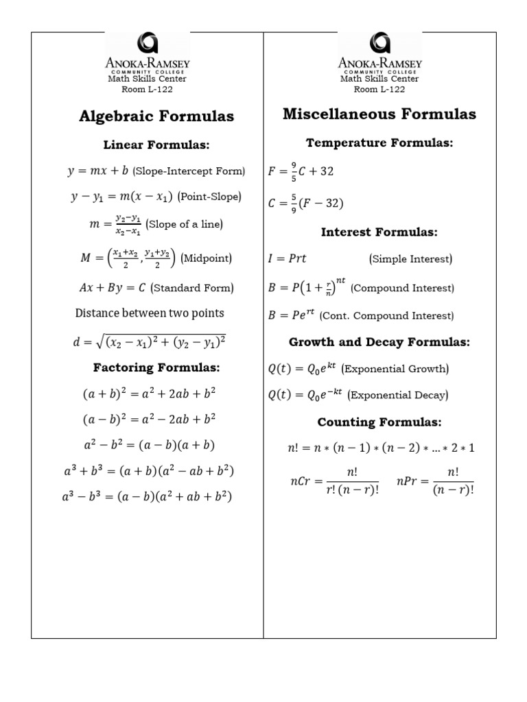 Algebra form laes | PDF