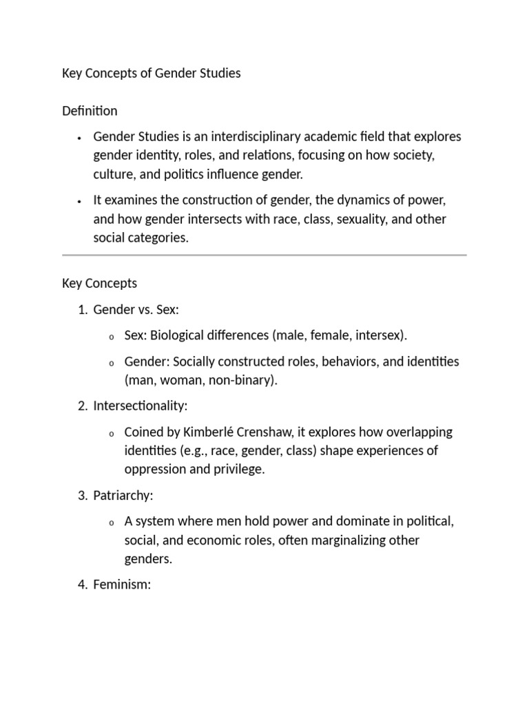 Gender Studies Concepts | PDF