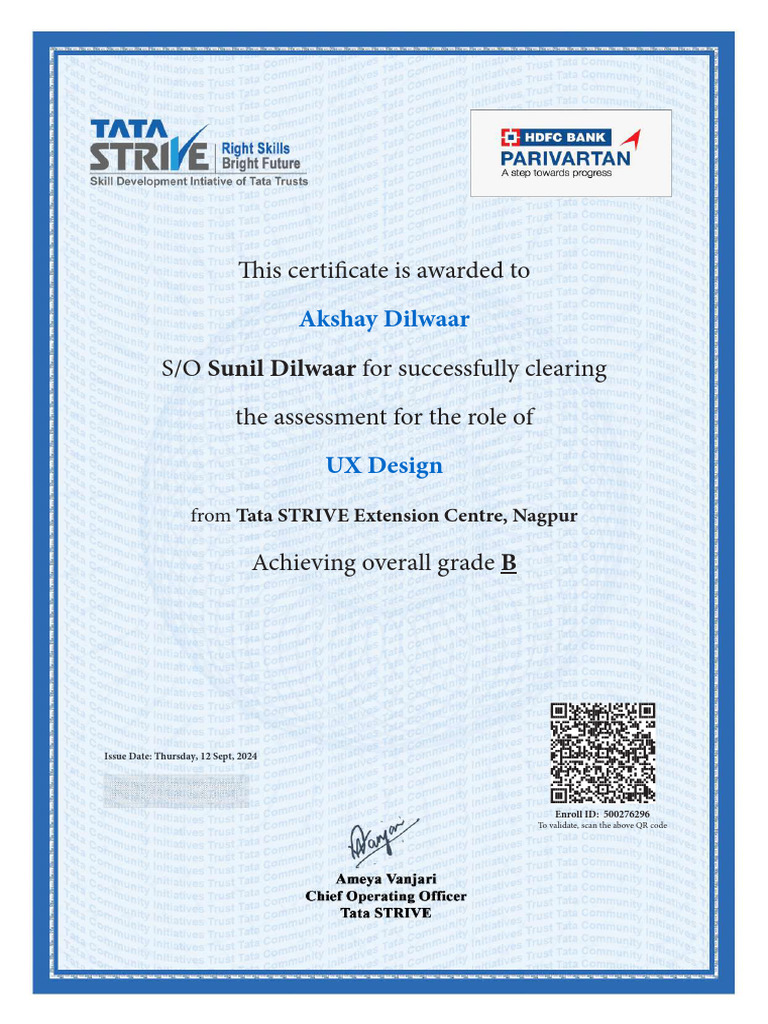 Akshay Certificate | PDF