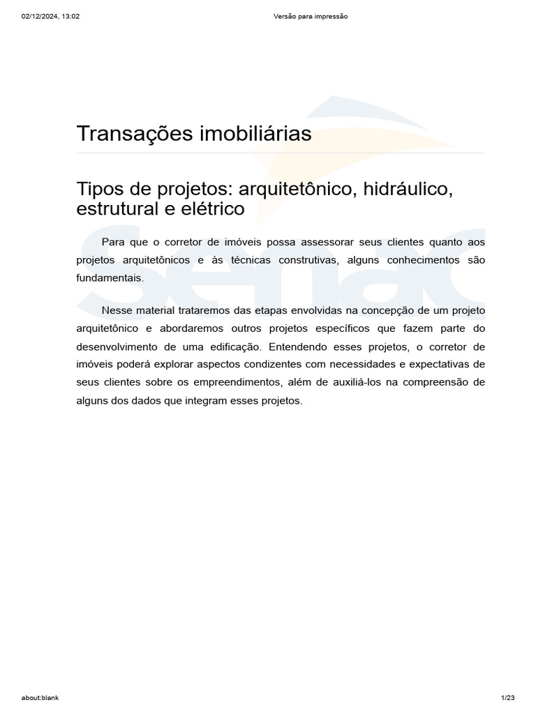 TIPOS DE PROJETOS | PDF | Construção