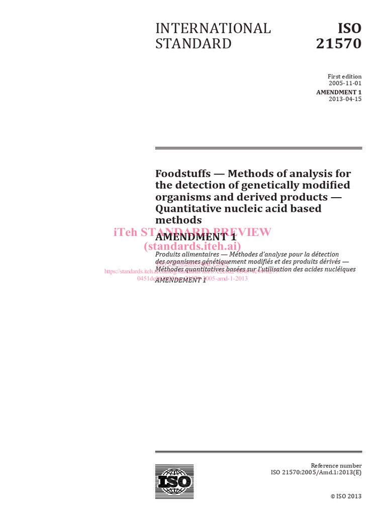 ISO 21570 2005 Amd 1 2013 | PDF | Detection Limit | Polymerase Chain ...