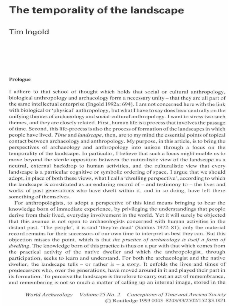 Ingold, 1993 - The Temporality of The Landscape | PDF