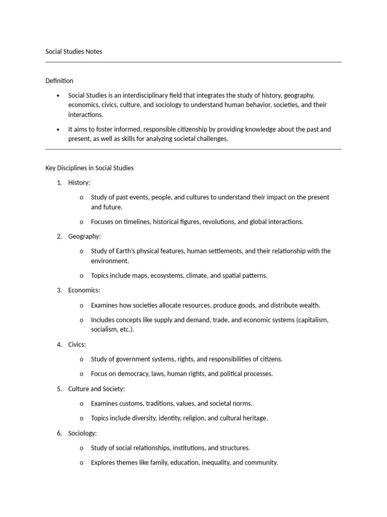 Social Studies Notes | PDF