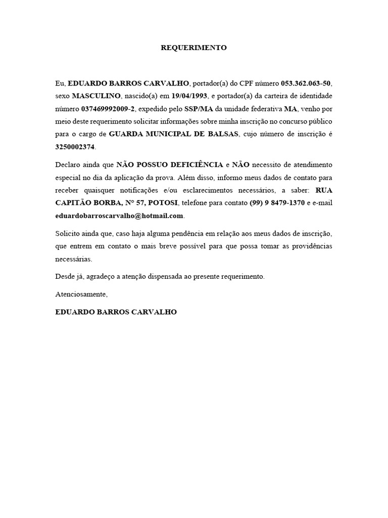 Modelo de Requerimento | PDF