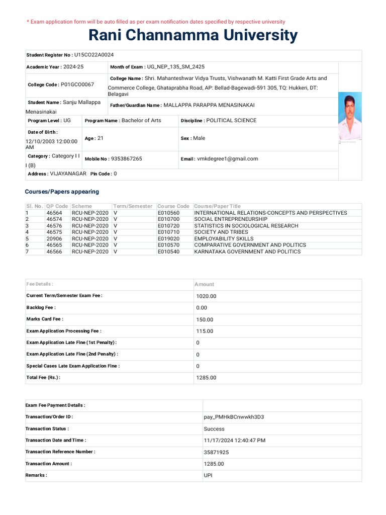 Exam 5sem Application From | PDF | Banking Technology | Payments