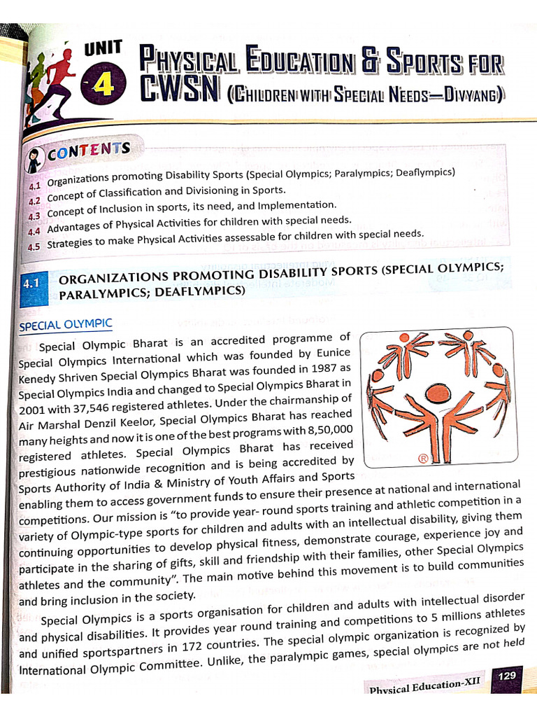 class- 12 phe.edu chapter -4 (CWSN) physical education and sports for children with special ...
