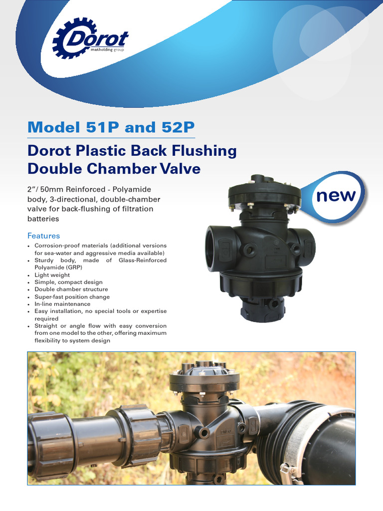Dorot Plastic Back Flushing double Chamber Valve | PDF | Valve | Filtration
